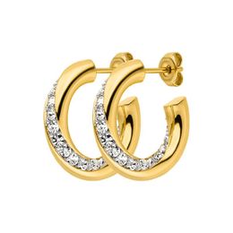 Paul Valentine Ohrringe "Crystal Hoops" Messing (Farbe: gold)