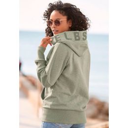 ELBSAND Damen Kapuzensweatjacke, Gr&uuml;n, Gr. XL (42), Langarm-Shirts, Material: Baumwolle
