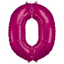 Amscan® Folienballon Zahl 0 pink, 1 St.