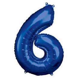 Amscan® Folienballon Zahl 6 blau, 1 St.