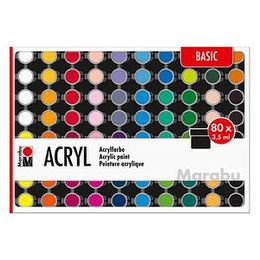 80 Marabu BASIC Acrylfarben farbsortiert 80 x 3,5 ml