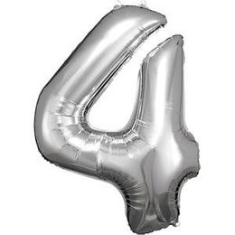 Amscan® Folienballon Zahl 4 silber, 1 St.