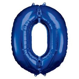 Amscan® Folienballon Zahl 0 blau, 1 St.