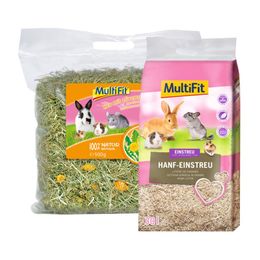 MultiFit Löwenzahnheu 500 g und Hanfstreu 30 L