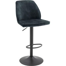 Bistrostuhl MCA furniture "OTTAWA" Stühle Gr. B/H/T: 48 cm x 91 cm x 51 cm, Velours, Metall, blau (petrol, schwarz matt lackiert) Bistrostühle