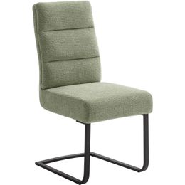 Esszimmerstuhl MCA furniture "LIMASSOL" Stühle Gr. B/H/T: 47 cm x 96 cm x 64 cm, Chenille, Metall, grün (olive, schwarz matt lackiert) Küchenstühle