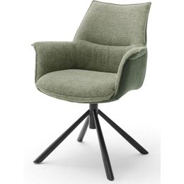Esszimmerstuhl MCA furniture "KONYA" Stühle Gr. B/H/T: 67 cm x 87 cm x 65 cm, Chenille, Metall, grün (olive, schwarz matt lackiert) Küchenstühle