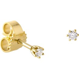 MONCARA Damen Ohrstecker, 585er Gold mit 2 Diamanten, zus. ca. 0,10 Karat, gold