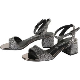 Buffalo Rainelle Riemchensandaletten, Blockabsatz, Glitzer, für Damen, silber, 37