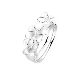 NENALINA Ring Damenring Blume Floral Statement 925 Silber (Farbe: Silber, Größe: 54 mm)
