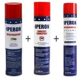 LYRA PET IPERON® 3 x 750 ml Ungezieferspray & 3 x 400 ml Flohspray & 3 x 400 ml Wespenspray im Set + Zeckenhaken