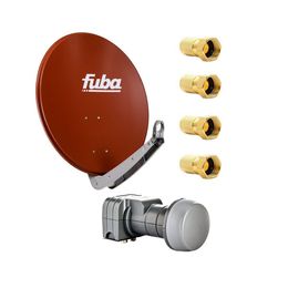 FUBA DAA 650 R Satellitenantenne 65 cm Alu Rot DEK 217 Twin-LNB F-Stecker SAT-Antenne