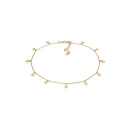 Elli Fu&szlig;kette &raquo;Pl&auml;ttchen Organic Look 925 Silber&laquo; Gold 22 cm Trendige Pl&auml;ttchen Fu&szlig;kette f&uuml;r Damen
