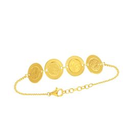Celesta Armband &raquo;925 Silber mit strukturierten Pl&auml;ttchen vergoldet&laquo; wei&szlig; 17+2cm Armband 925 Silber vergoldet mit M&uuml;nz Elementen