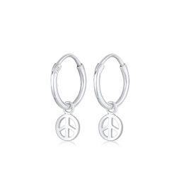 Elli Paar Creolen »Creolen Peace Boho Symbol 925 Silber« Silber onesize Creolen Ohrringe im Boho-Style für Damen
