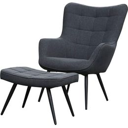 ByLiving Sessel Uta (1-St), wahlweise mit oder ohne Hocker, in Cord, Samt oder Webstoff, grau