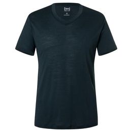 super.natural - Sierra 140 V Neck - T-Shirt Gr 46 - S blau/schwarz