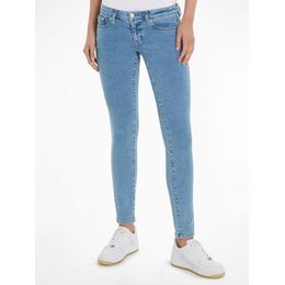 Tommy Jeans Slim-fit-Jeans Skinny Jeans Marken Low Waist Mittlere Leibhöhe mit Ledermarkenlabel, blau