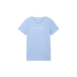 Tom Tailor Mädchen T-Shirt mit Bio-Baumwolle, blau, Logo Print, Gr. 104/110