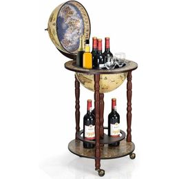 Goplus - Globusbar Tischbar Hausbar Globus Bar Dekobar Cocktailbar Weltkugel, Weinregal mit Rollen, Flaschenregal Servierwagen, Eukalyptusholz