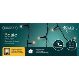 Led Lichterkette Basic 300 cm 40 Lichter classic warm mit Dimmer & Timer - Lumineo