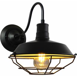 E27 Metall Wandlampe Schmiedeeisen Topfdeckel Lampenschirm Retro Industrie Dekoration Beleuchtung Schwarz