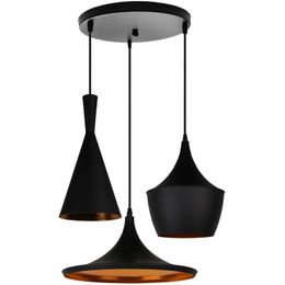 Modern Metall Pendelleuchte Kreatives Retro Schlafzimmer Dekorative Hängelampe 3 Lichter Schwarz