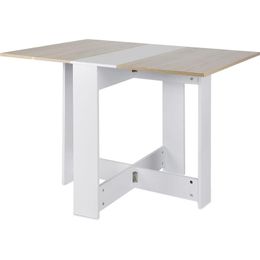 Haloyo - Klapptisch Esstisch Tisch klappbar Raumwunder 1037673.4cm Tisch Möbel Weiß+Eiche Farbe