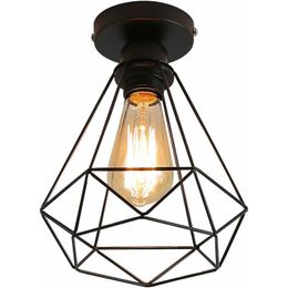 Industrial Vintage Deckenleuchte, Semi-Flush Mount Pendelleuchte, Geometrischen Metall Lampenschirm Deckenlampe mit E27 Fassung