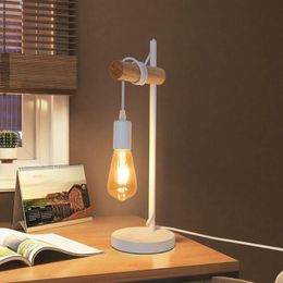 Retro-Nachttischlampe aus Holz und Metall, 1,8 m Verlängerungskabel mit Schalter, geeignet für Wohn- und Schlafzimmer (Glühbirne nicht enthalten)