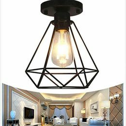 Industrial Vintage Deckenleuchte, Semi-Flush Mount Pendelleuchte, Geometrischen Metall Lampenschirm Deckenlampe mit E27 Fassung