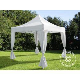 Dancover Faltzelt Faltpavillon Wasserdicht FleXtents Steel 4x4m Weiß, mit 4 Gardinen - Weiß