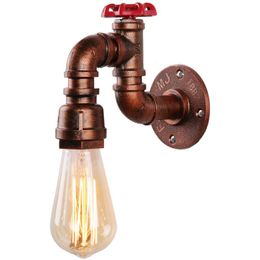 Wottes - E27 Wandleuchten Industrielle Wasserrohr Wandlampe Metall Dekoration Küche Schlafzimmer Beleuchtung Roter Rost