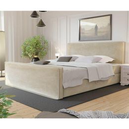 Boxspringbett Schlafzimmerbett celes 160x200cm Stoff Monolith Beige