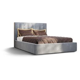 Polsterbett Alezio, a: 140 cm x 200 cm, Farbe: Monolith70 (Grau), Bett mit Stauraum, Doppelbett, Bett 140x200cm, Bett mit Matratze - grau