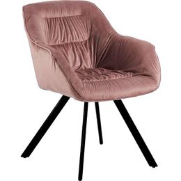 Moderne Esszimmerstühle - schicke Esstischstühle in Velvetoptik gepolsterte Stühle für Wohn- und Esszimmer, 1 St., Altrosa dunkel