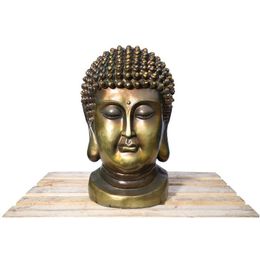 Steelboxx - xxl Buddha Kopf 82cm Skulptur Steinoptik Gold-Bronze Indoor-Outdoor Buddha 406153 Gold