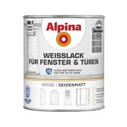 Alpina - Weisslack für Fenster & Türen weiss seidenmatt 750 ml Innen Außen