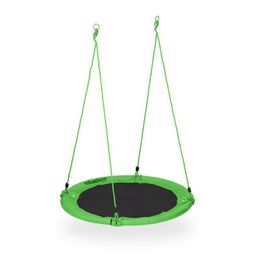 Nestschaukel, ø 110 cm, Kinder & Erwachsene, höhenverstellbar, bis 100 kg, Outdoor Hängeschaukel, schwarz/grün - Relaxdays