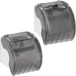 Relaxdays - 2 x Toilettenpapierhalter mit Ablage & Abdeckung, Kunststoff Klopapierhalter HxBxT: 15 x 13,5 x 15 cm, grau/weiß