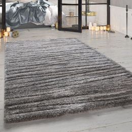 Hochflor-Teppich, Weicher Shaggy Für Wohnzimmer Mit Meliertem Design, In Grau 80x150 cm - Paco Home