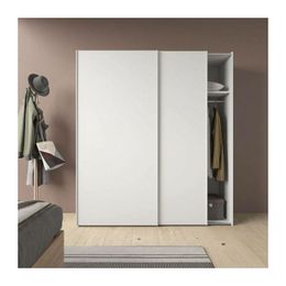 Kleiderschrank mit 2 Schiebetüren mit Kleiderstange und Innenregalen, Moderner Kleiderschrank für Schlafzimmer, Made in Italy, 180x60xh202 cm, Weiße