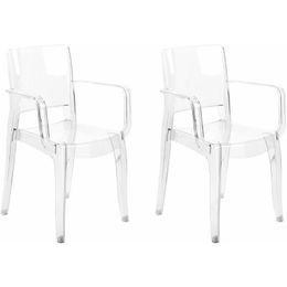 Beliani Stuhlset 2 Stühle Transparent Kunststoff robuste Rückenlehne Armlos Stapelbar modernes Design - Transparent