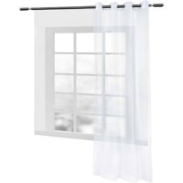 WOLTU - Vorhänge Gardinen mit Ösen Transparente Stores Gardinen aus Voile Durchsichtige Ösenvorhänge Fensterschal für Wohnzimmer Schlafzimmer