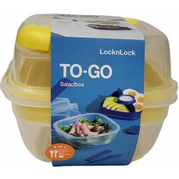Lock&Lock Lock&lock - To go Salatbox 3 in1 Salatbox-Set Messer Gabel Saucenbehälter gelb