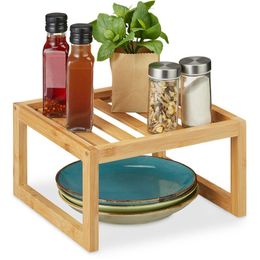 Schrankeinsatz, Bambus, HxBxT: 14 x 24,5 x 24,5 cm, Regaleinsatz für Arbeitsplatte & Küchenschrank, natur - Relaxdays