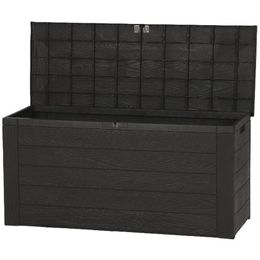 Spetebo - Garten KIssenbox für Auflagen in Holz Optik - ca. 120 x 58 x 48 cm - Kunststoff Auflagenbox mit Deckel 300 Liter anthrazit/braun - Garten