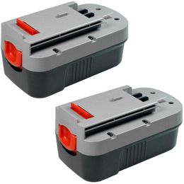 TRADESHOP 2x Hochleistungs Ni-MH Akku 18V / 3300mAh ersetzt Black&Decker 244760-00 A1718 A18 B8317 BD1834L BPT1049 HPB18 HPB18-OPE HPB18-OPE2 firestorm A18