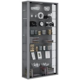 PKline Vitrinenschrank Glas Wandschrank Vitrine Sammlervitrine Hängeschrank silber