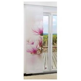 Flächengardine von Lysel® - Magnolie lichtdurchlässig mit Motiv in den Maßen 245 cm x 60 cm rosa/weißrosa